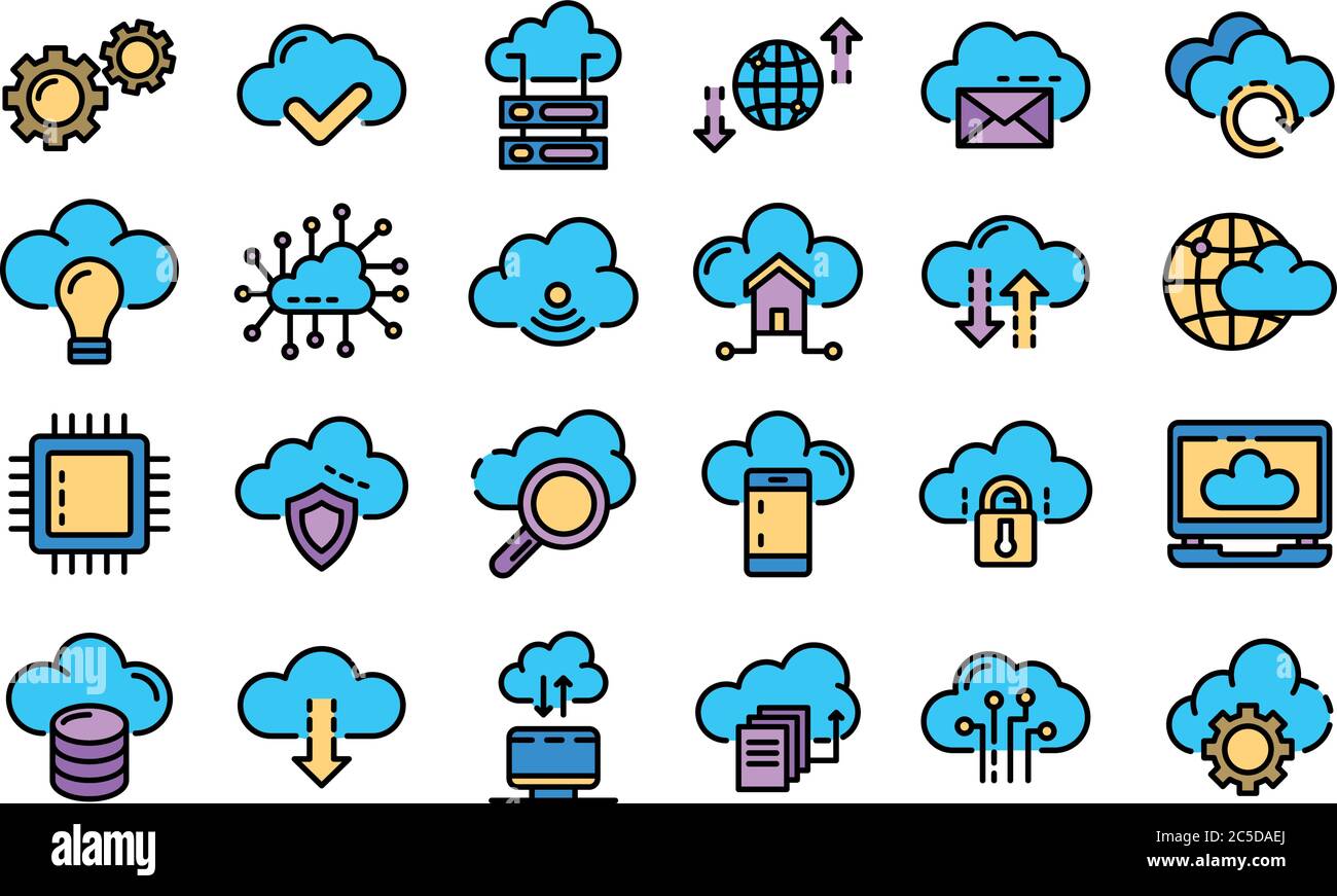 Cloud technology icons vector flat Stock Vector Image & Art - Alamy