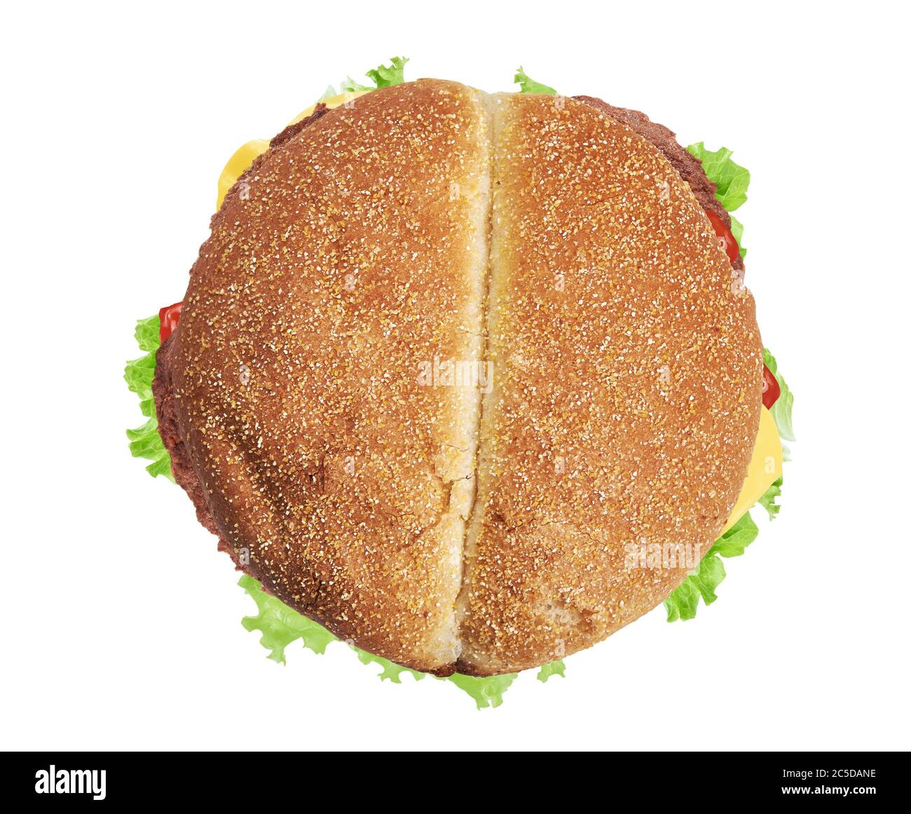Fresh burger isolated on white background. Top view Stock Photo - Alamy