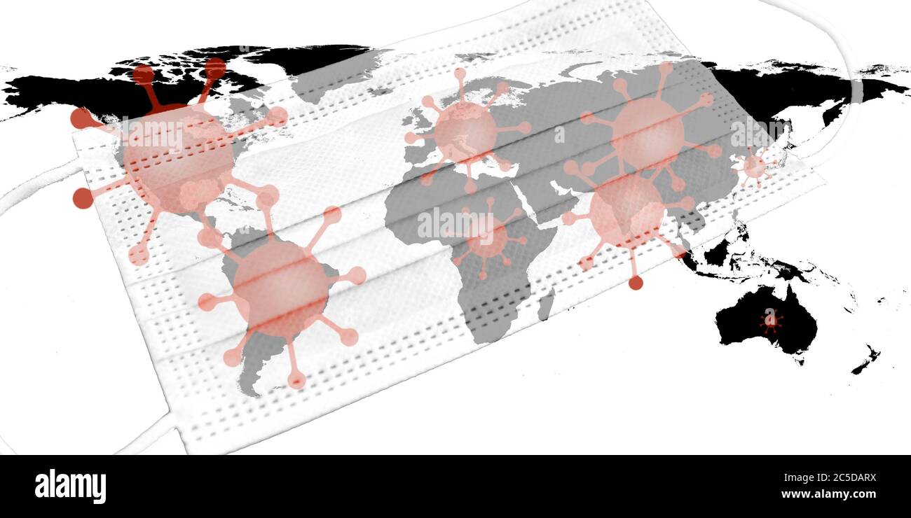 Illutration of a world map showing corona virus hotspots in the USA ...