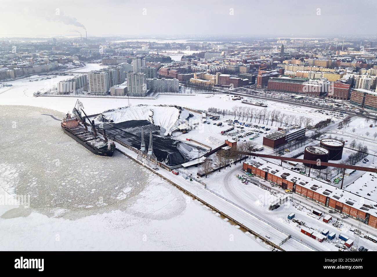 Aerial View of skyline Helsinki, coal for Hanasaari Power Plant Stock ...