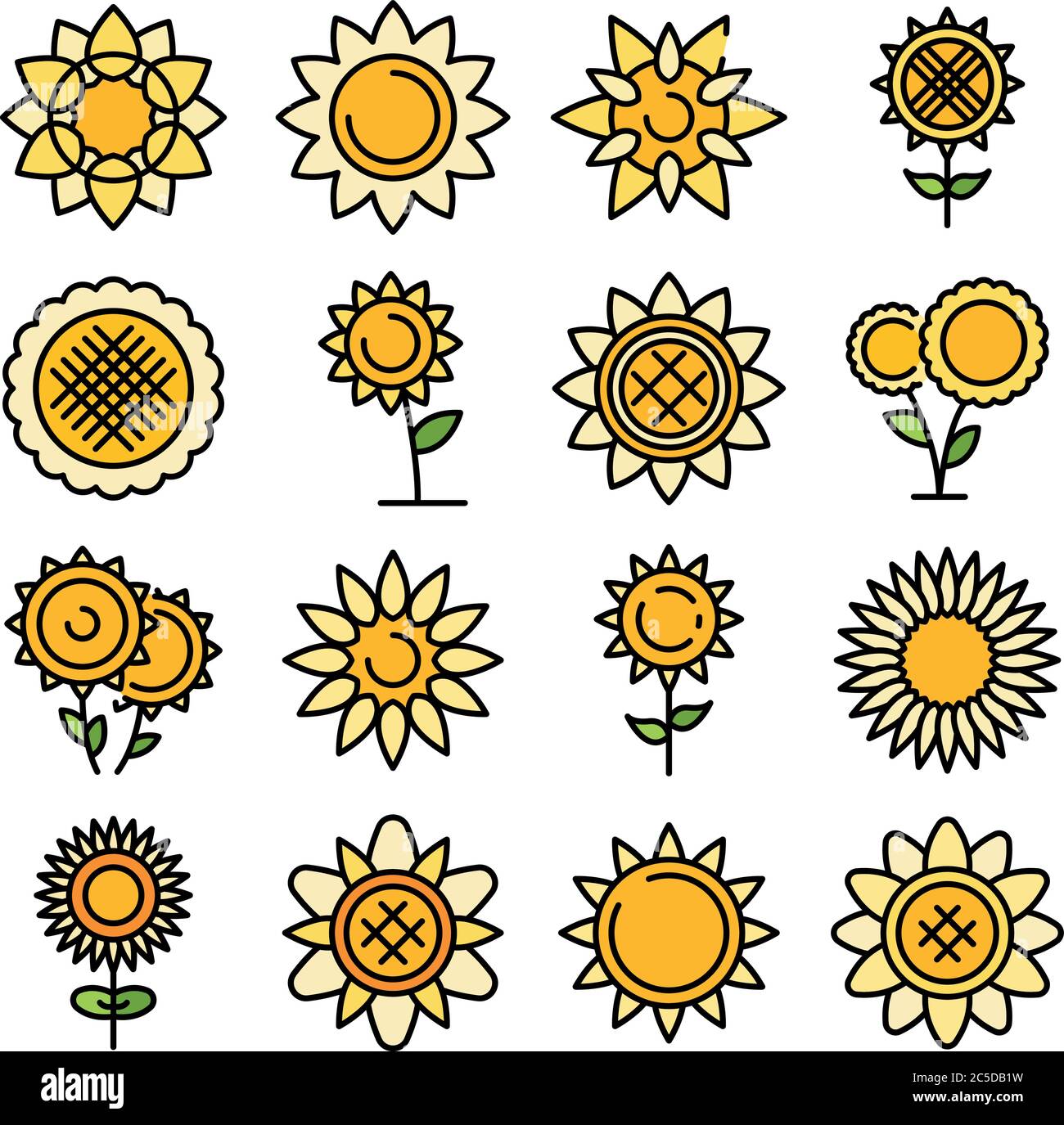 Sunflower icons vector flat Stock Vector Image & Art - Alamy