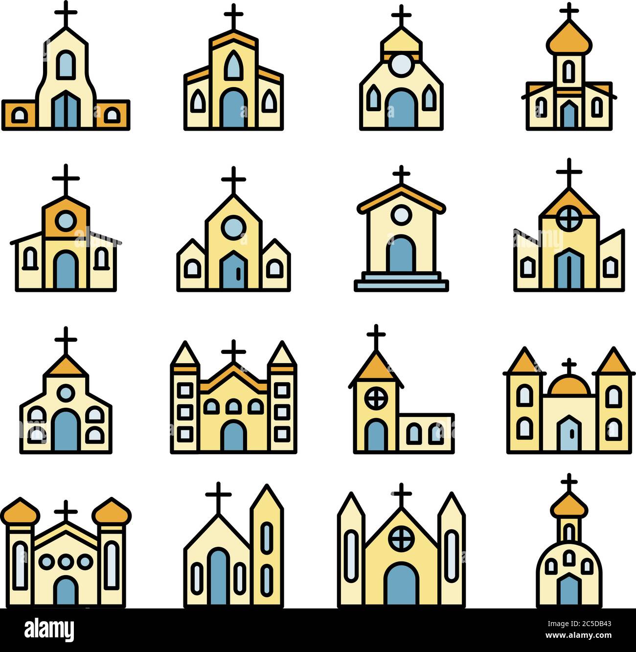 Church icons vector flat Stock Vector Image & Art - Alamy