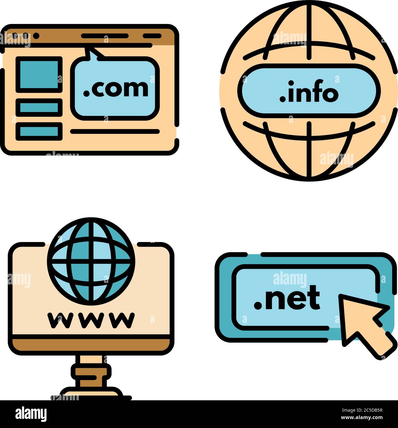 Domain icons vector flat Stock Vector Image & Art - Alamy