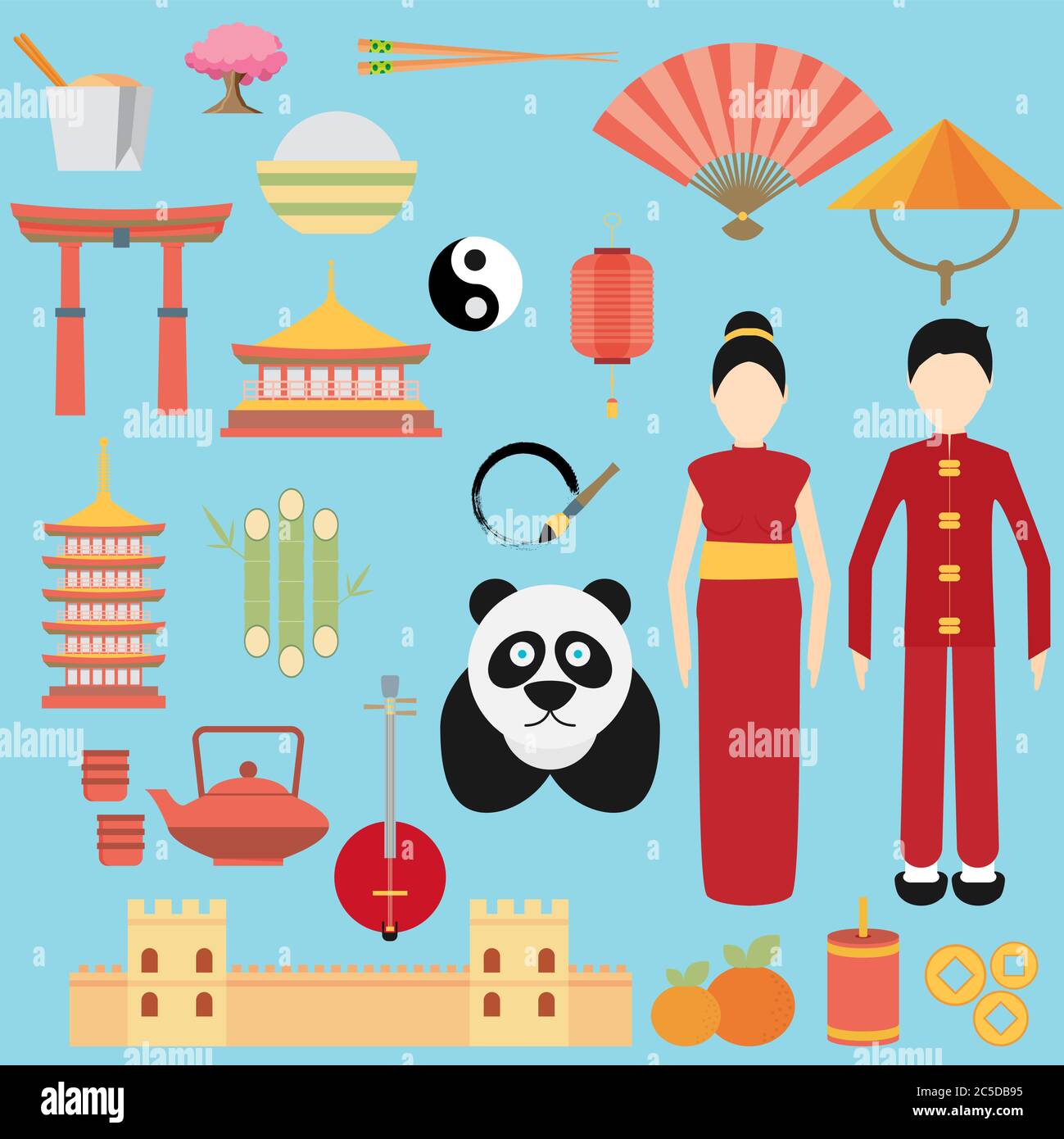China Flat Icons Design Travel vector Stock Vector Image & Art - Alamy