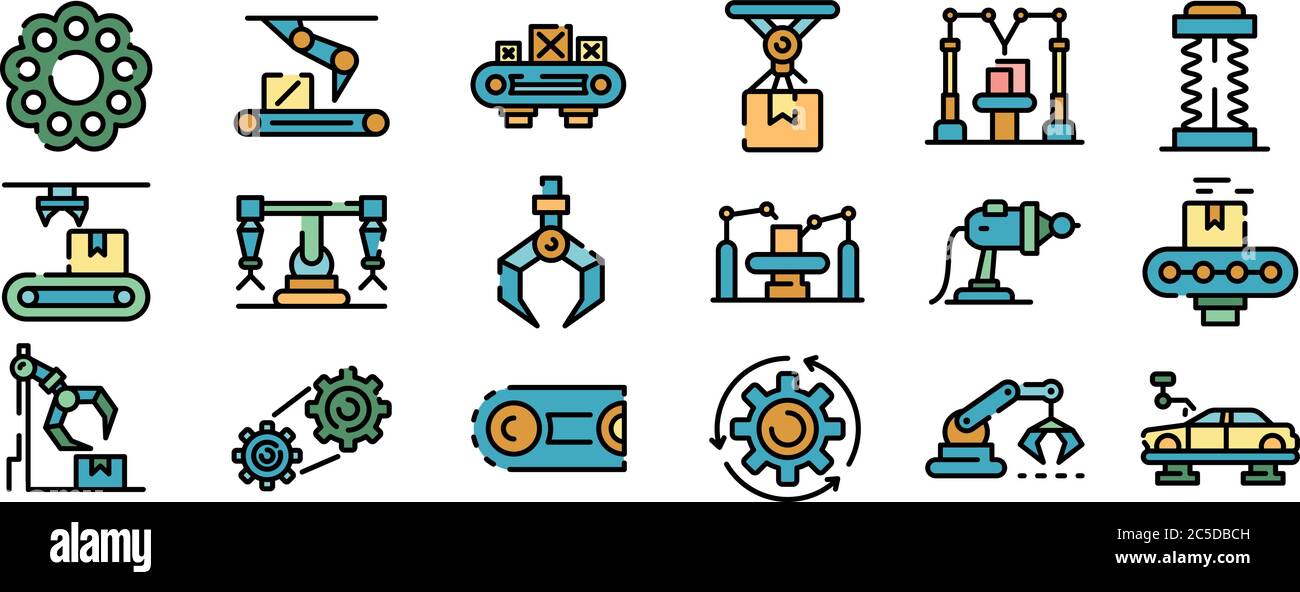 Assembly line icons vector flat Stock Vector Image & Art - Alamy