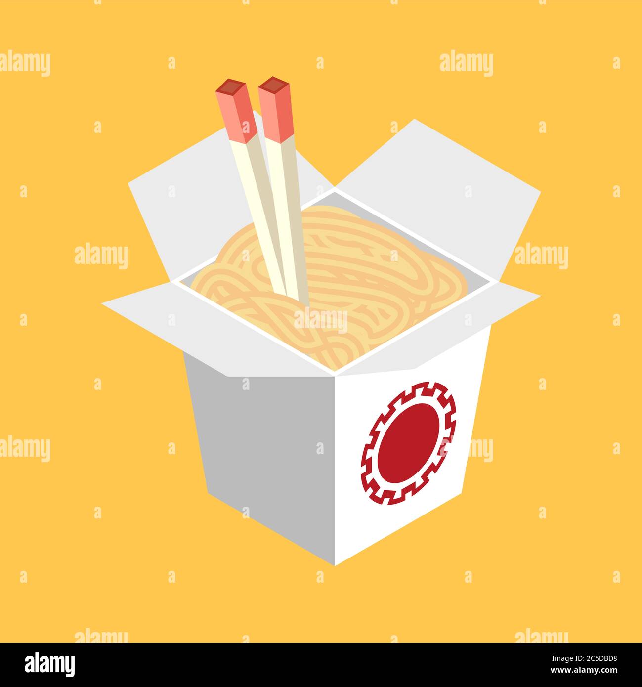 Chinese restaurant opened take out box filled with noodles Stock Vector ...