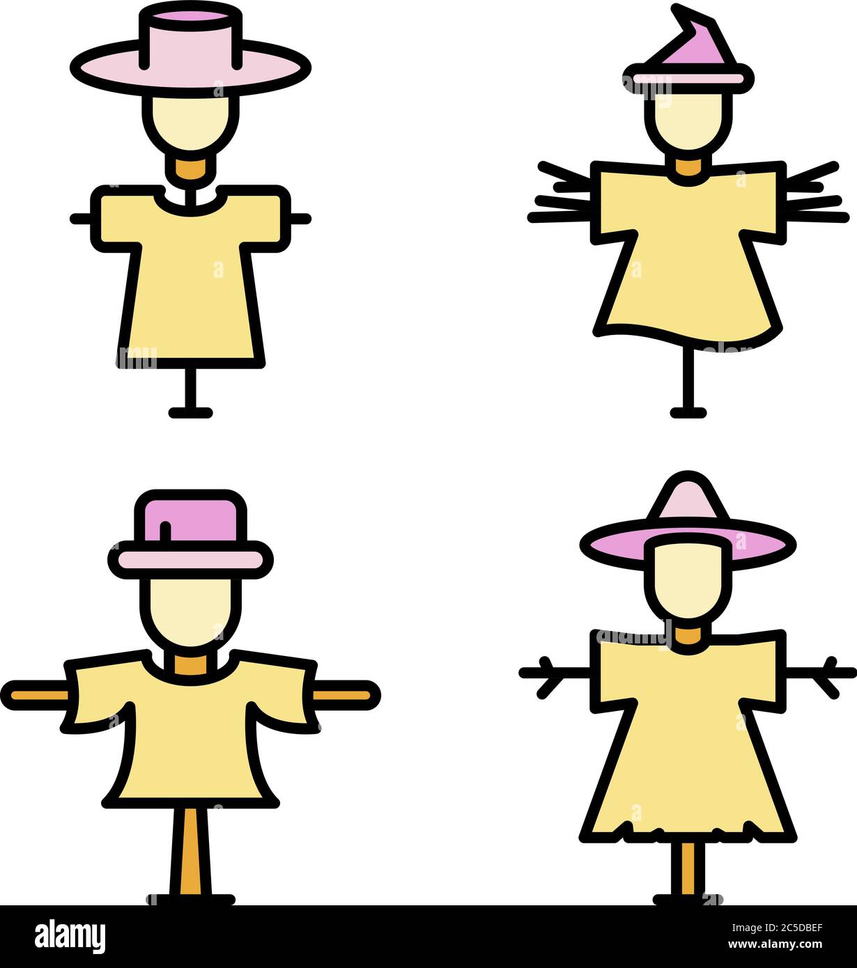 Scarecrow icons vector flat Stock Vector Image & Art - Alamy