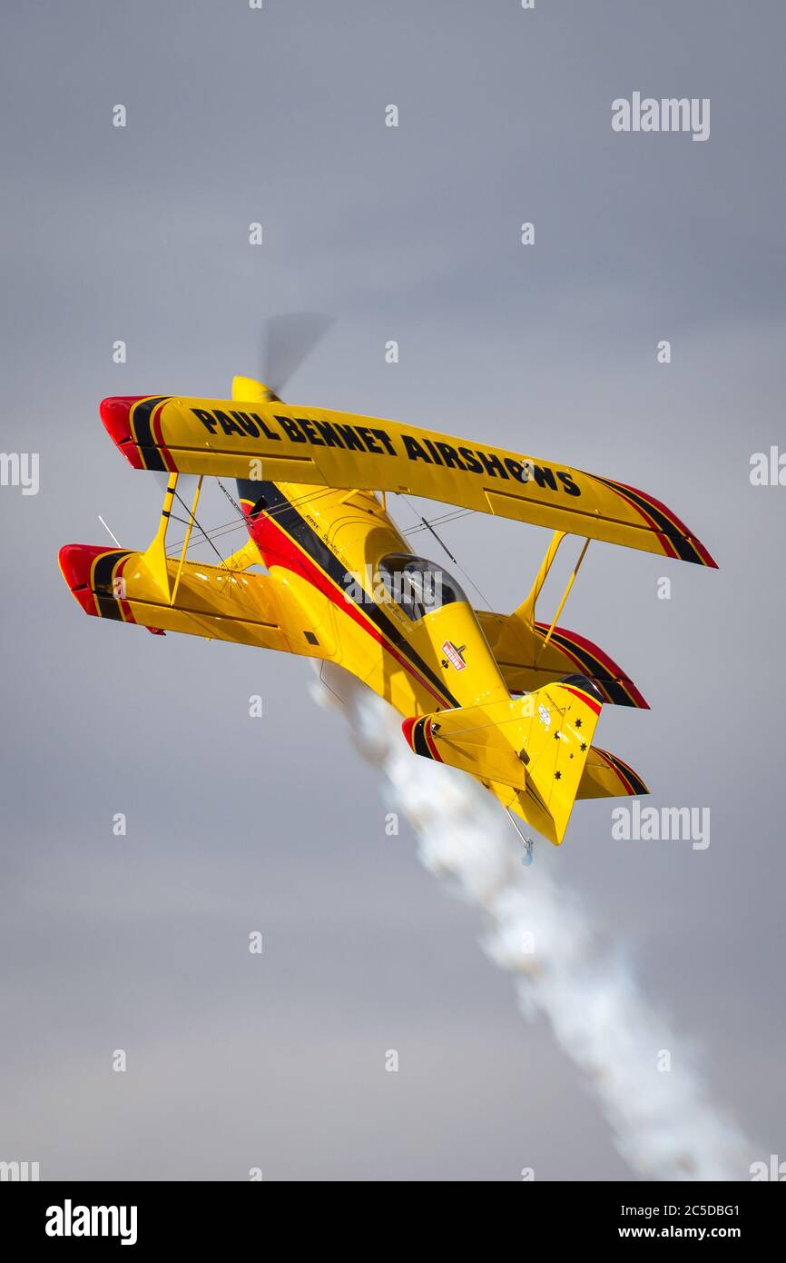 Australian aerobatic pilot Paul Bennet flying his Wolf Pitts Pro ...