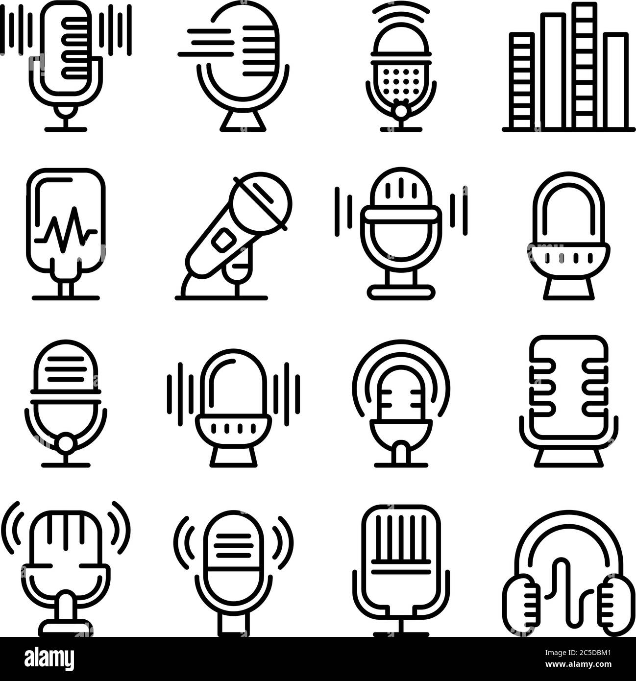 Podcast icons set, outline style Stock Vector Image & Art - Alamy