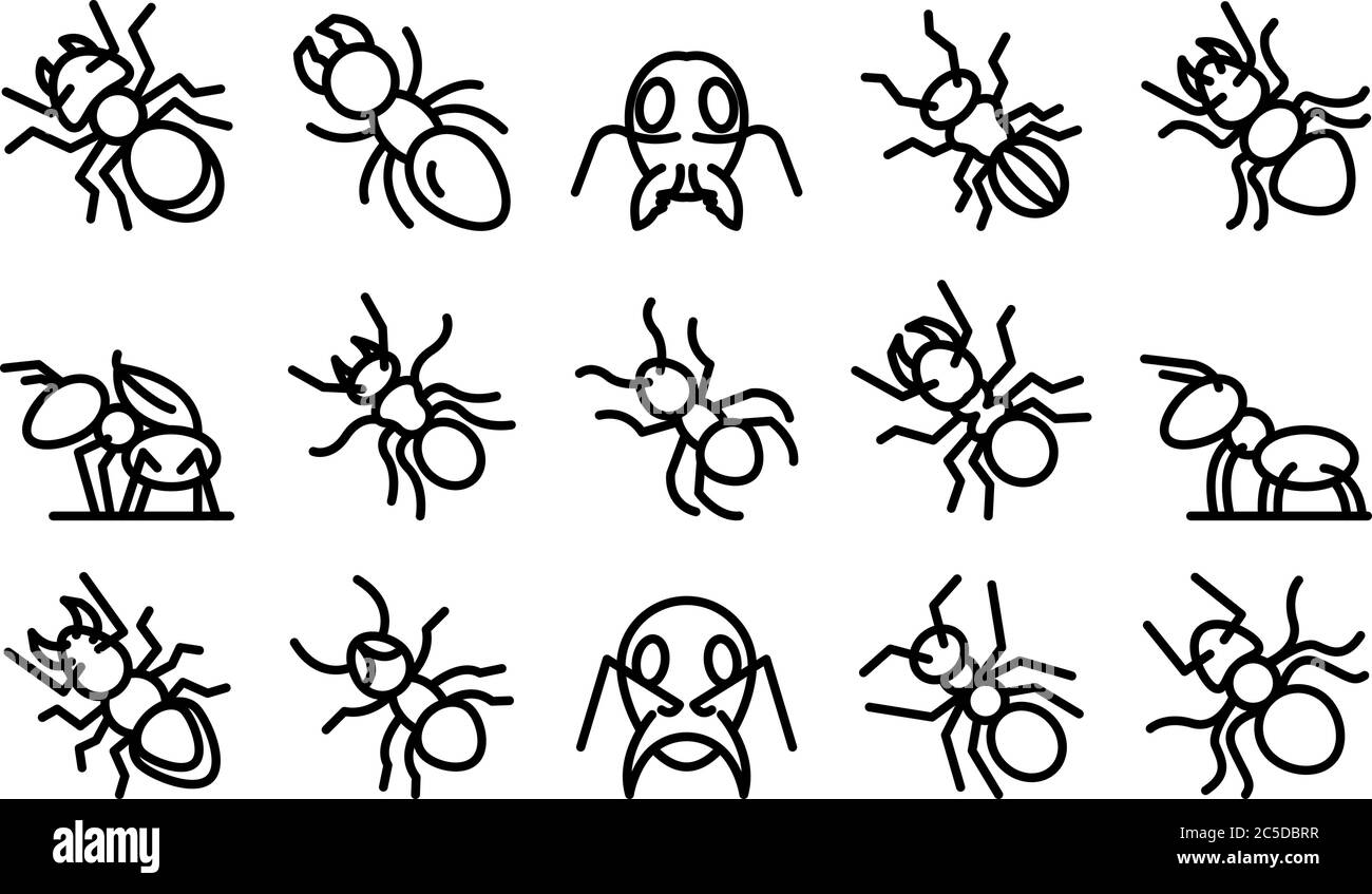 Ant icons set, outline style Stock Vector Image & Art - Alamy