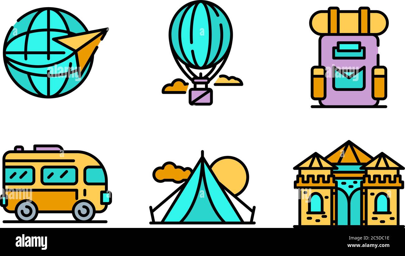 Excursion icons vector flat Stock Vector Image & Art - Alamy
