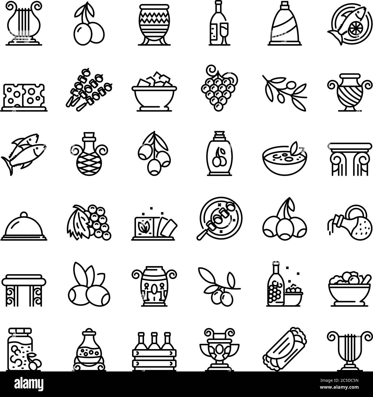 Greece food icons set, outline style Stock Vector Image & Art - Alamy