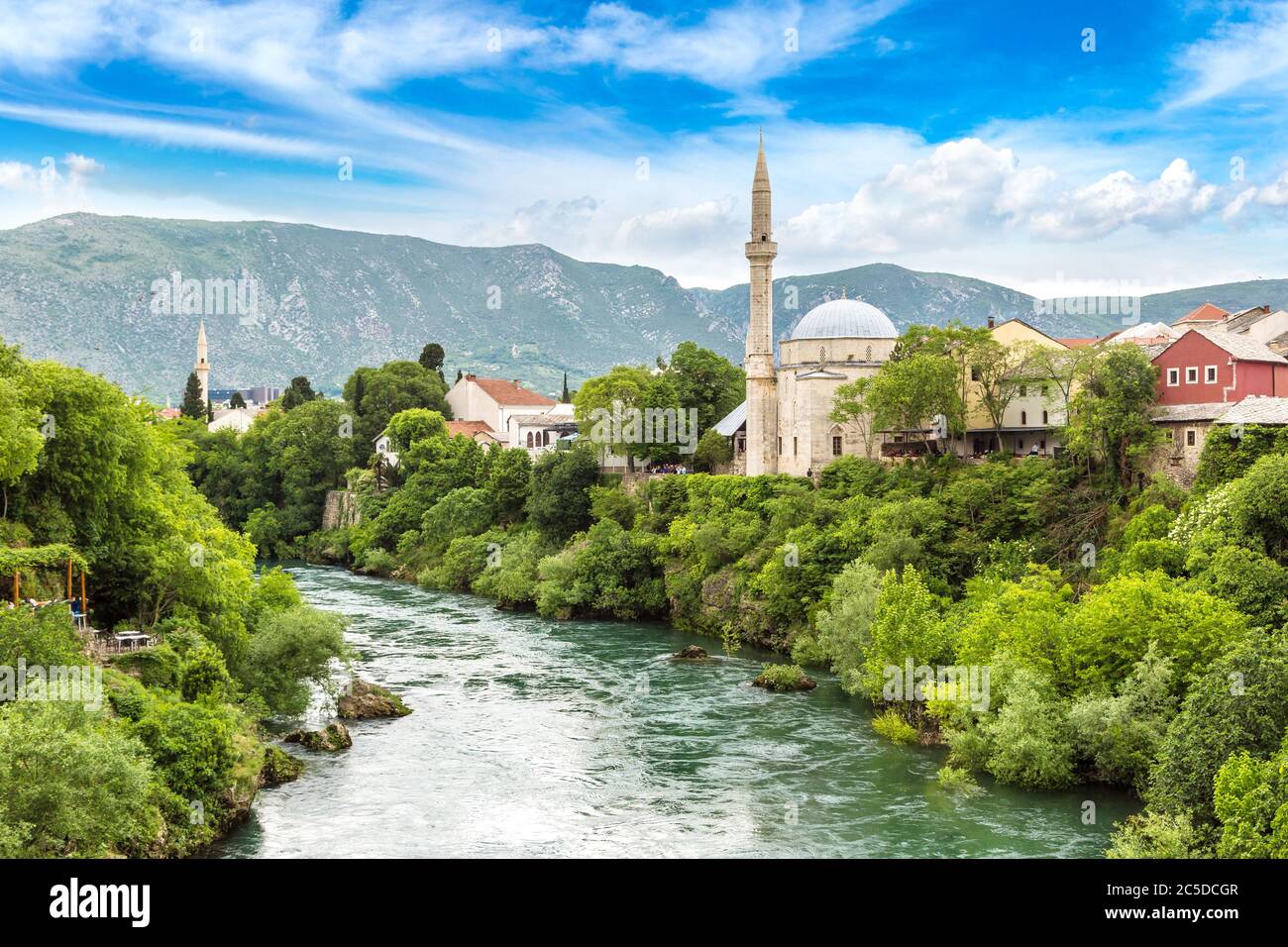 Historical center in Mostar in a beautiful summer day, Bosnia and ...