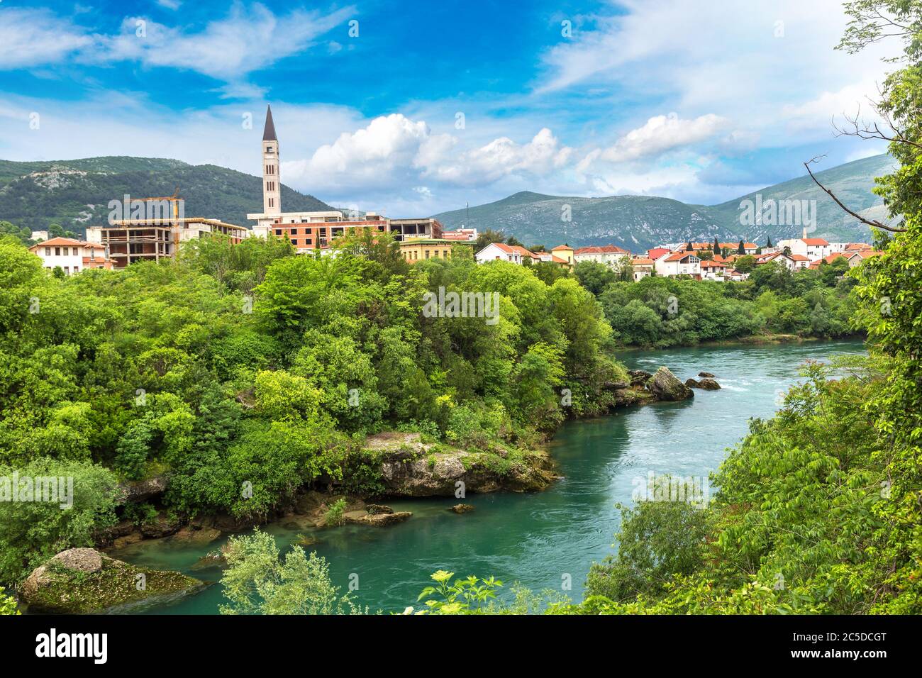 Historical center in Mostar in a beautiful summer day, Bosnia and ...