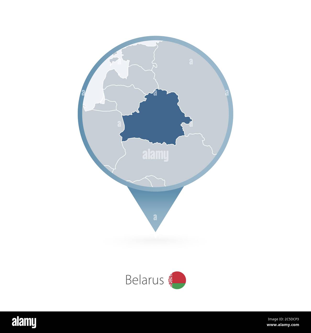 Map pin with detailed map of Belarus and neighboring countries Stock ...