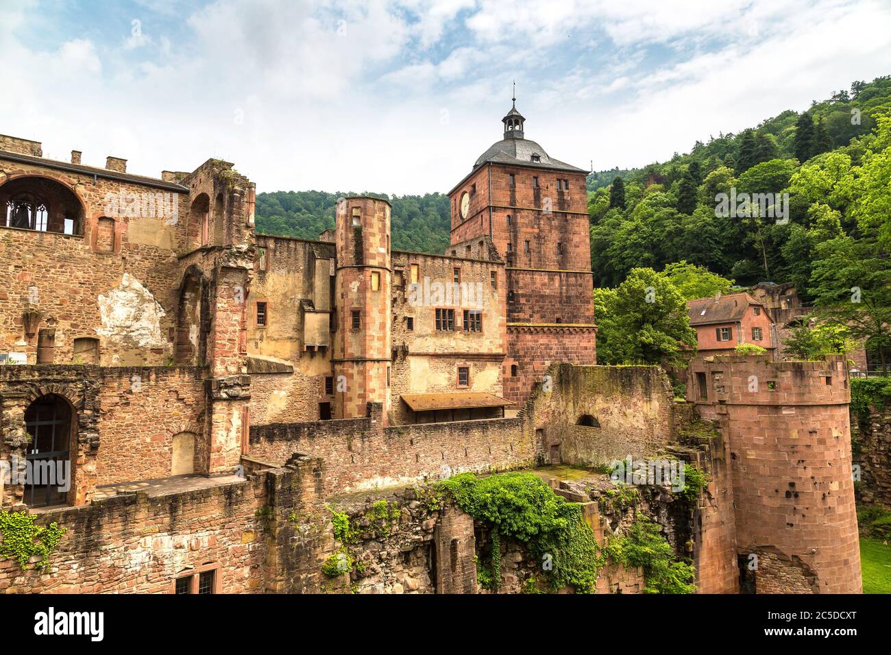 Panoramic aerial view of Heidelberg and ruins of Heidelberg Castle ...