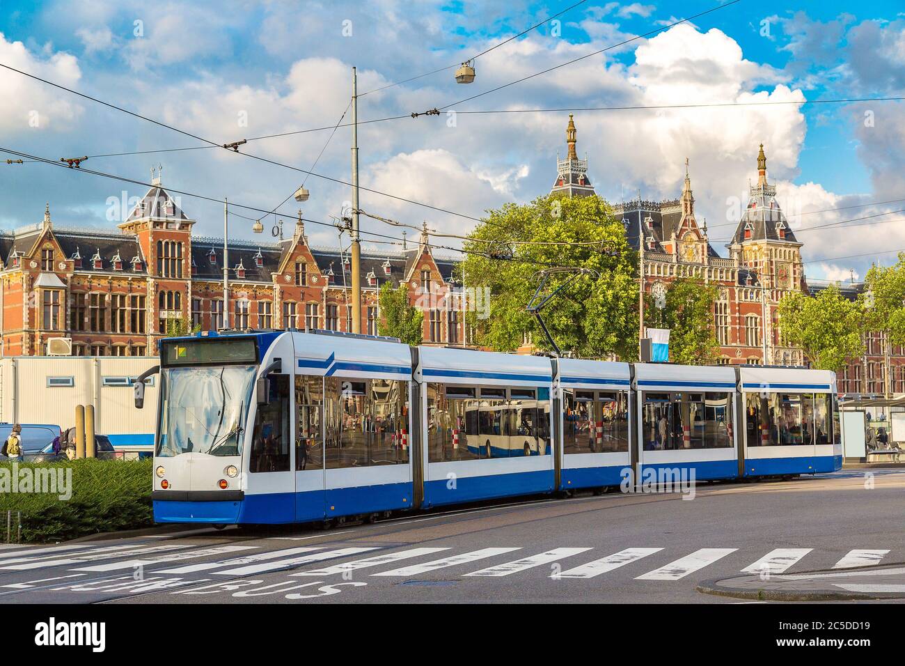City tram in Amsterdam in a beautiful summer day, The Netherlands Stock ...