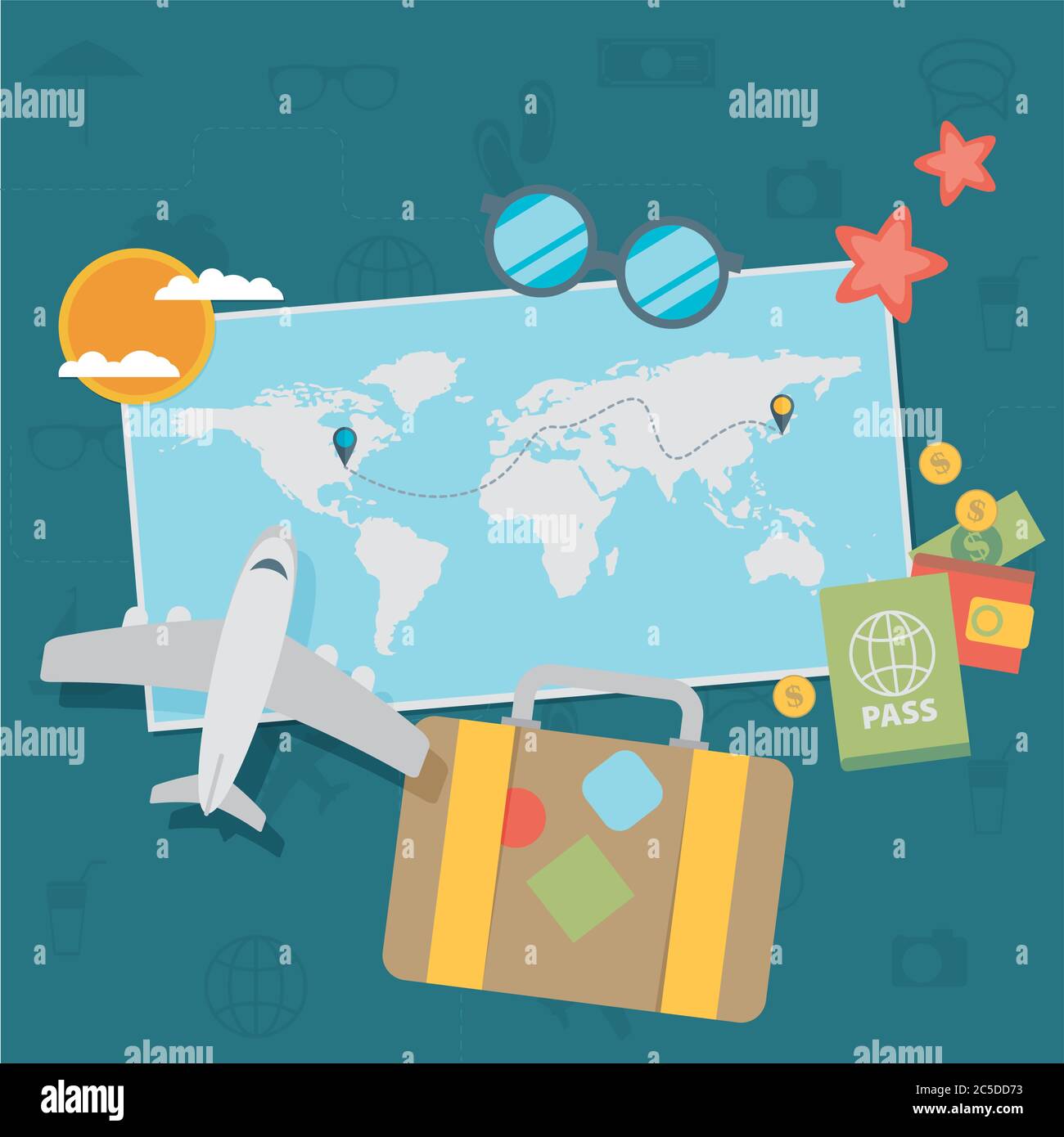 Travel background. Flat vector illustration Stock Vector Image & Art ...