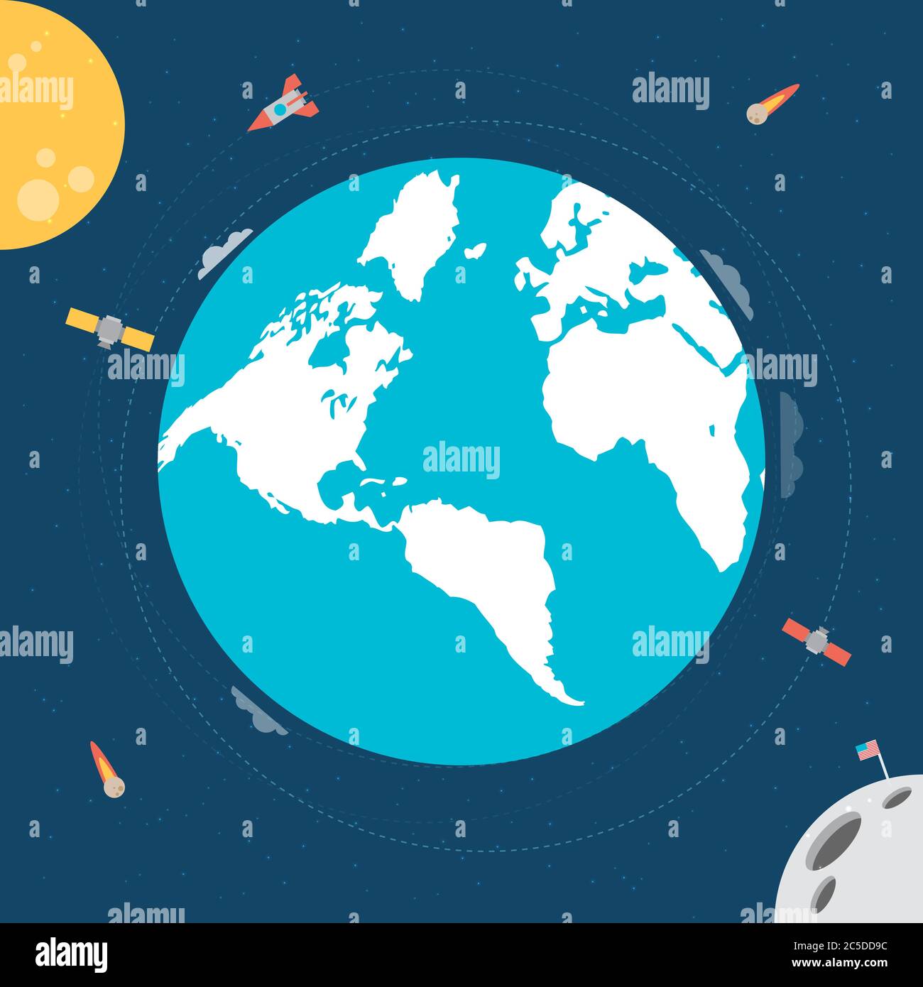 Flat design illustration of the Earth in space Stock Vector Image & Art ...