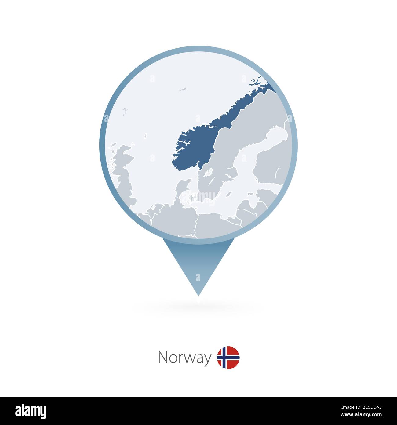 Map pin with detailed map of Norway and neighboring countries Stock ...