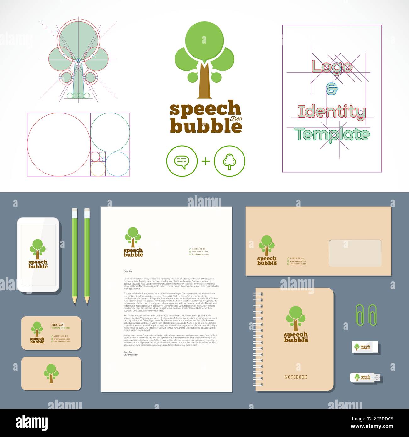 Speech Bubble Tree Logo and Identity Template Stock Vector Image & Art ...