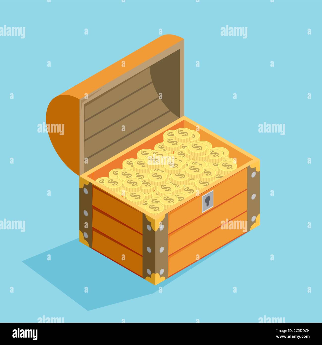 open treasure chest isolated flat isomertic design Stock Vector Image ...