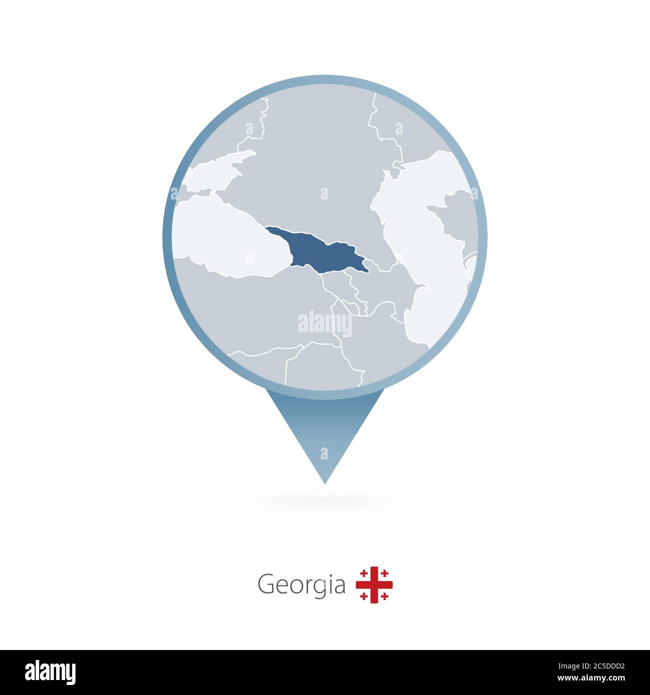 Map pin with detailed map of Georgia and neighboring countries Stock ...