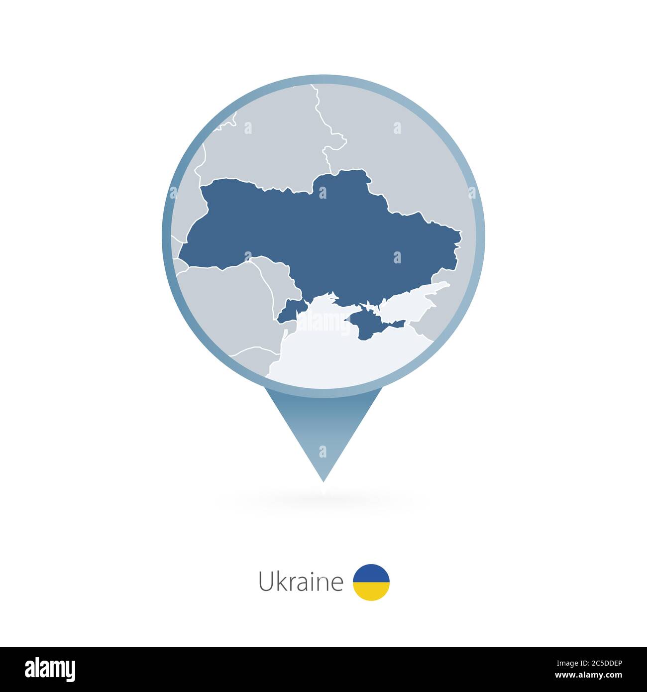 Map pin with detailed map of Ukraine and neighboring countries Stock ...