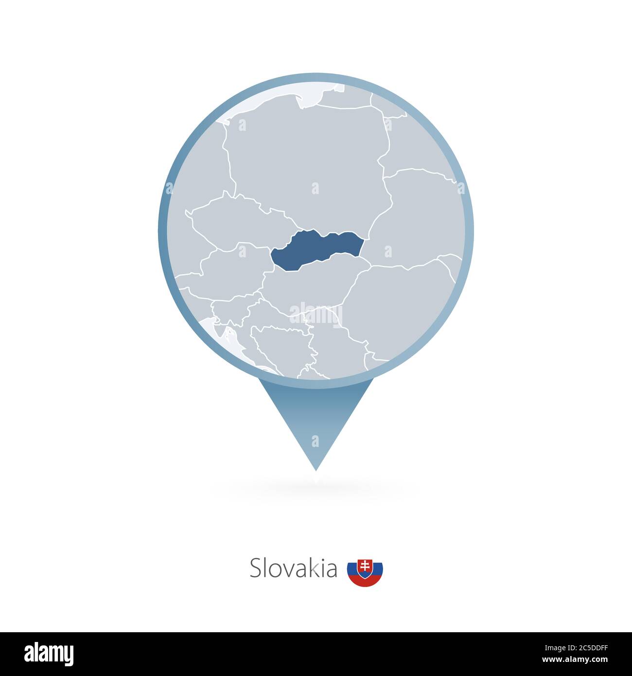 Map pin with detailed map of Slovakia and neighboring countries Stock ...