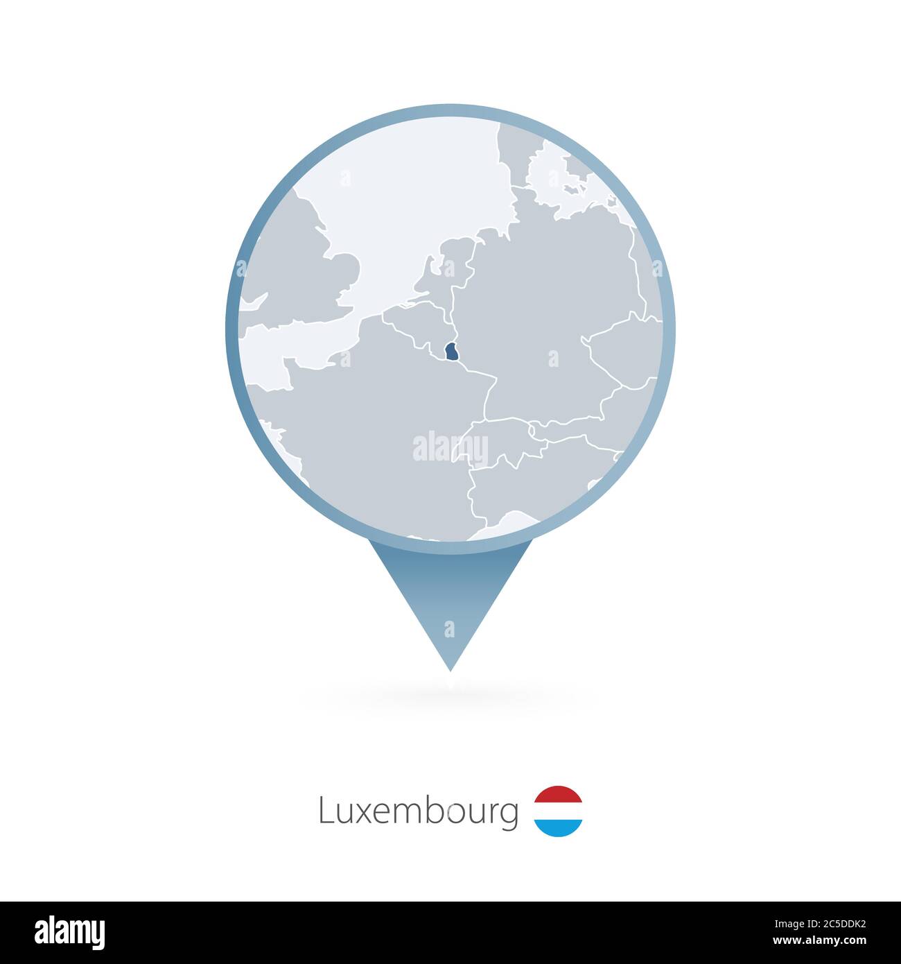 Map pin with detailed map of Luxembourg and neighboring countries Stock ...