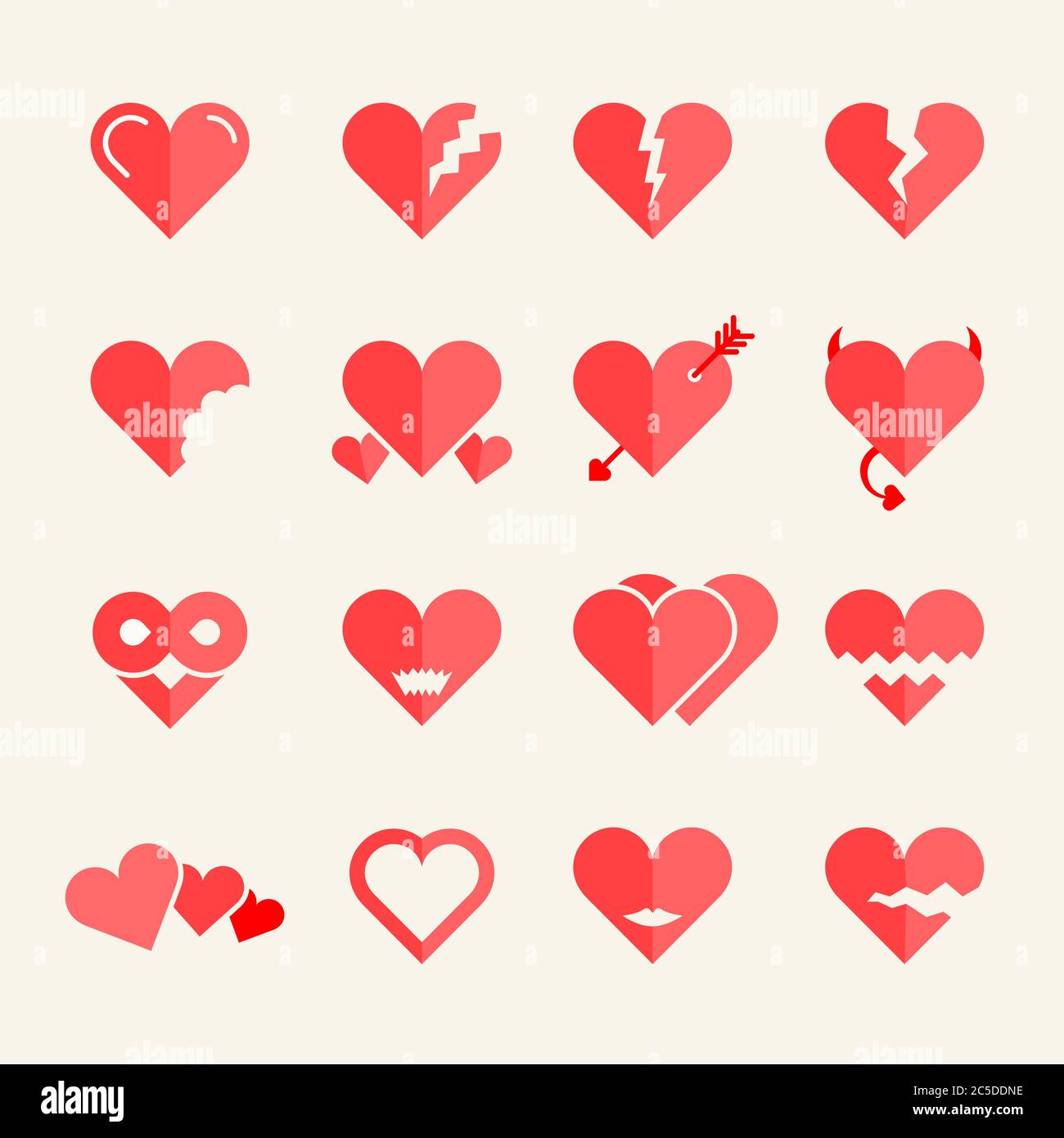 Flat vector hearts set Stock Vector Image & Art - Alamy