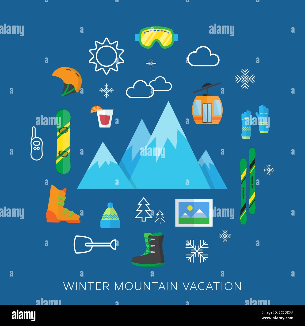 Cloud snowflakes sun icon Stock Vector Images - Alamy