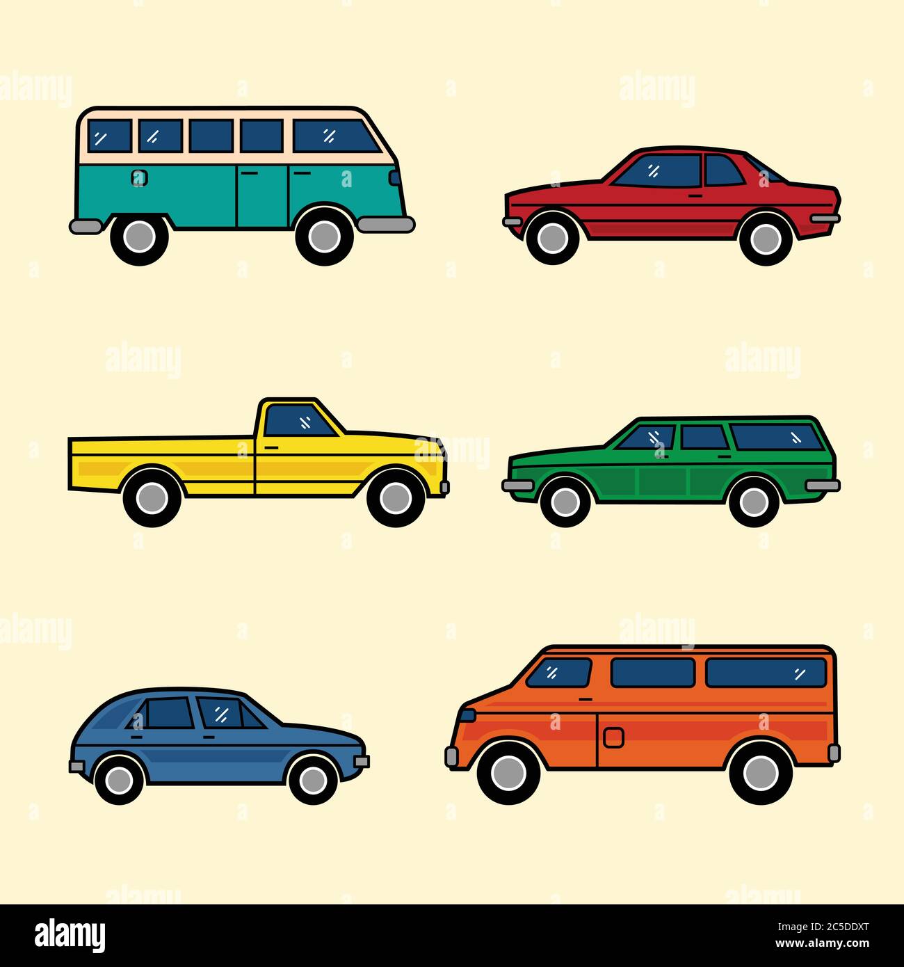 Line Style Color Vector Cars Set Stock Vector Image & Art - Alamy