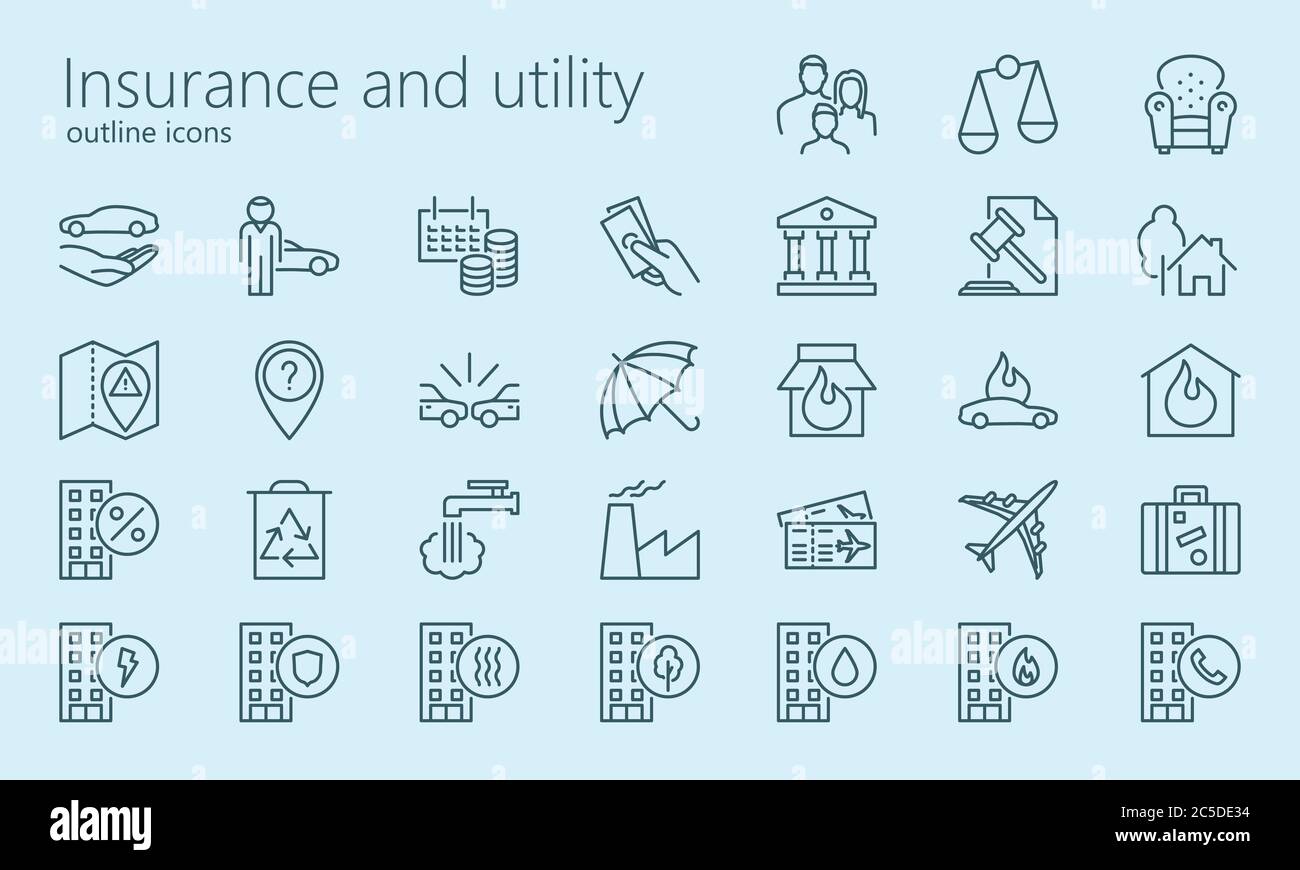 Insurance and utility outline icons for UI Stock Vector Image & Art - Alamy
