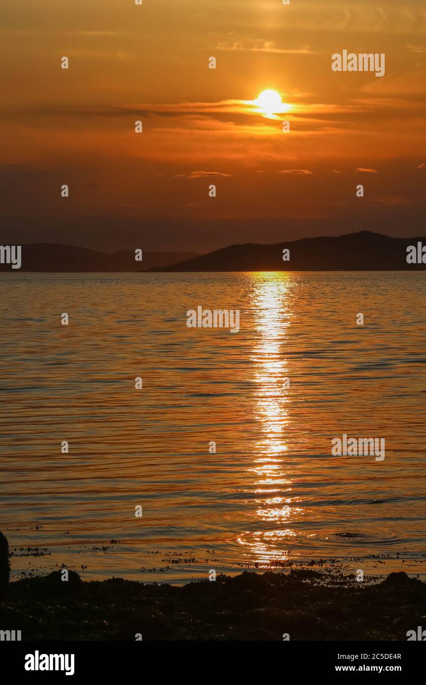 Summer colorful sunset at Trondheim fjord, Norway Stock Photo - Alamy