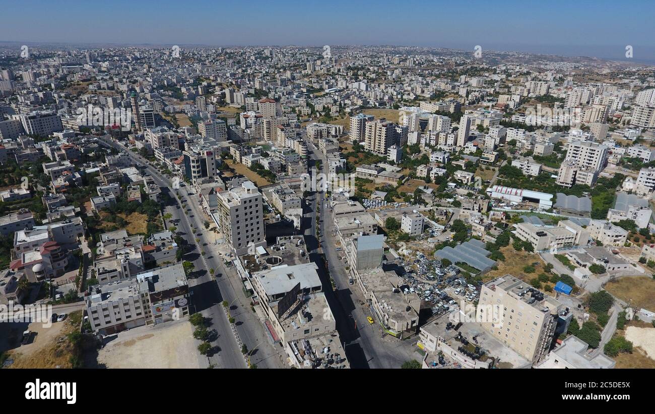Hebron. 2nd July, 2020. Aerial photo taken on July 2, 2020 shows a view ...
