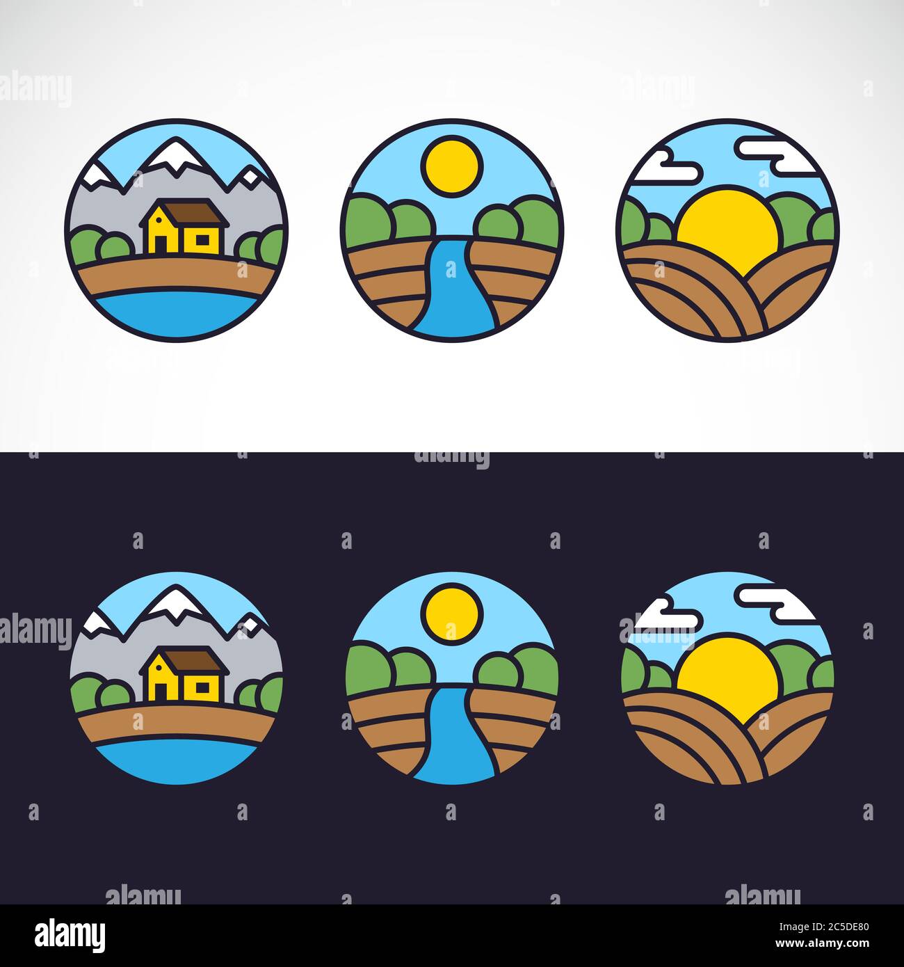 Nature Landscape Logo Template Set Stock Vector Image & Art - Alamy