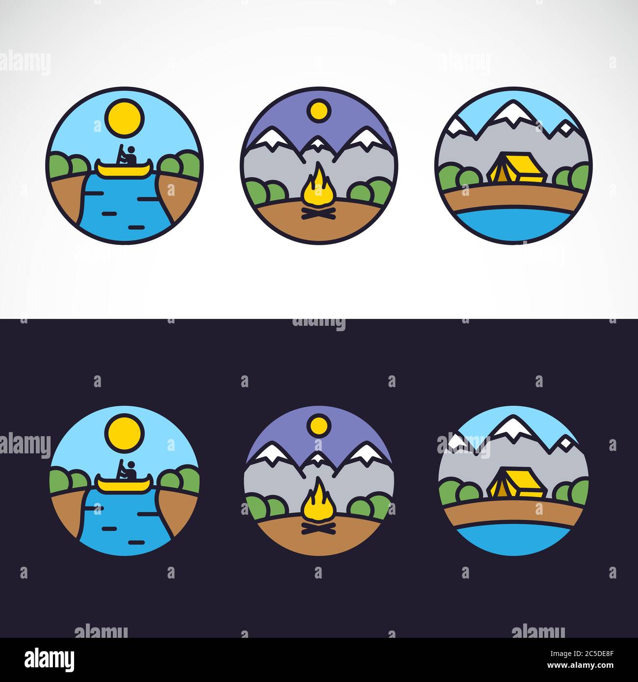 Outdoor Sports Landscape Nature Logo Template Set Stock Vector Image ...