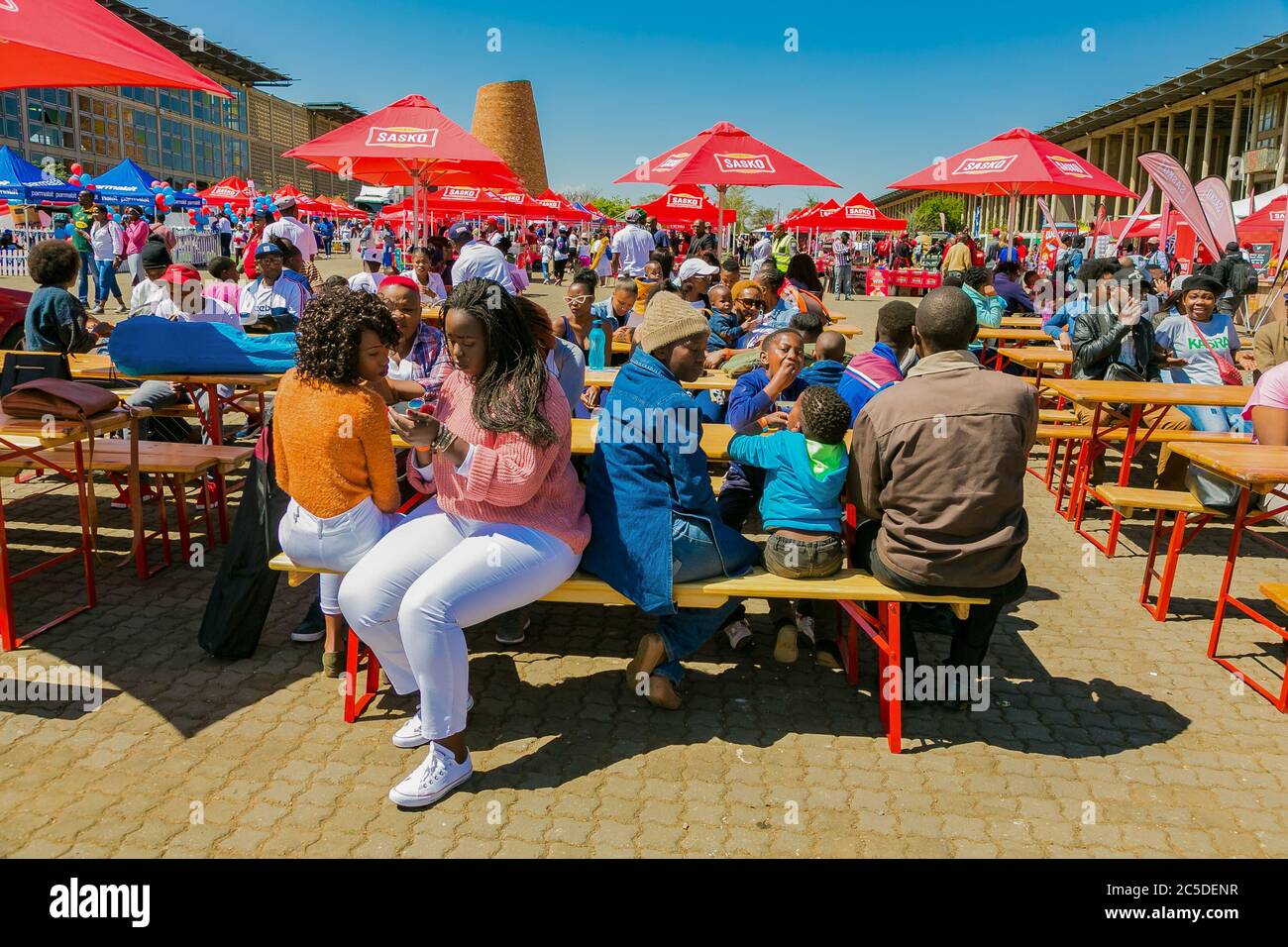Soweto, South Africa - September 8, 2018: Diverse African people at a ...