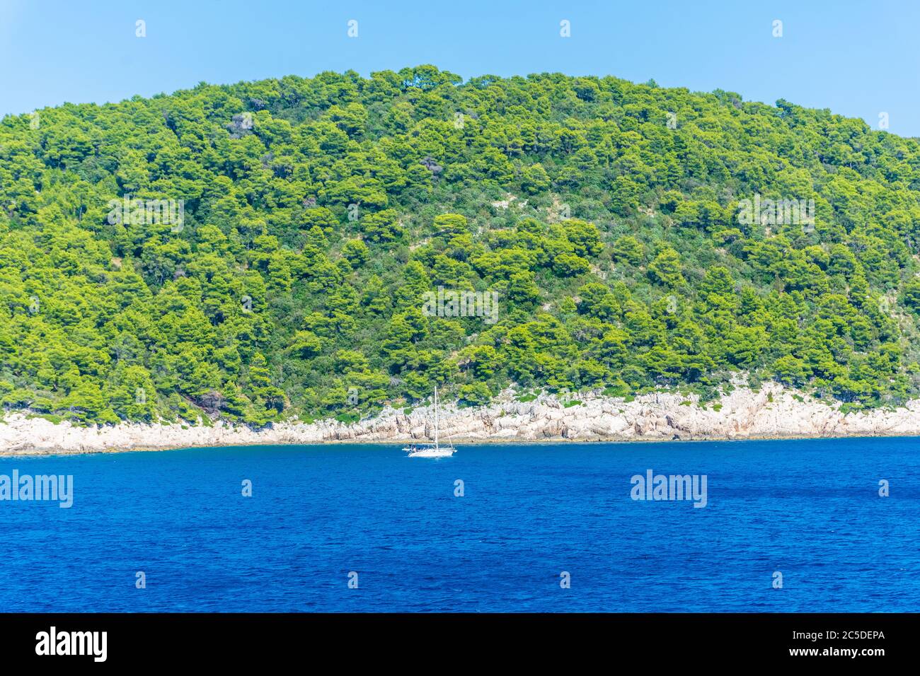 View of Hvar Island and its vegetation from the Adriatic Sea, Croatia ...