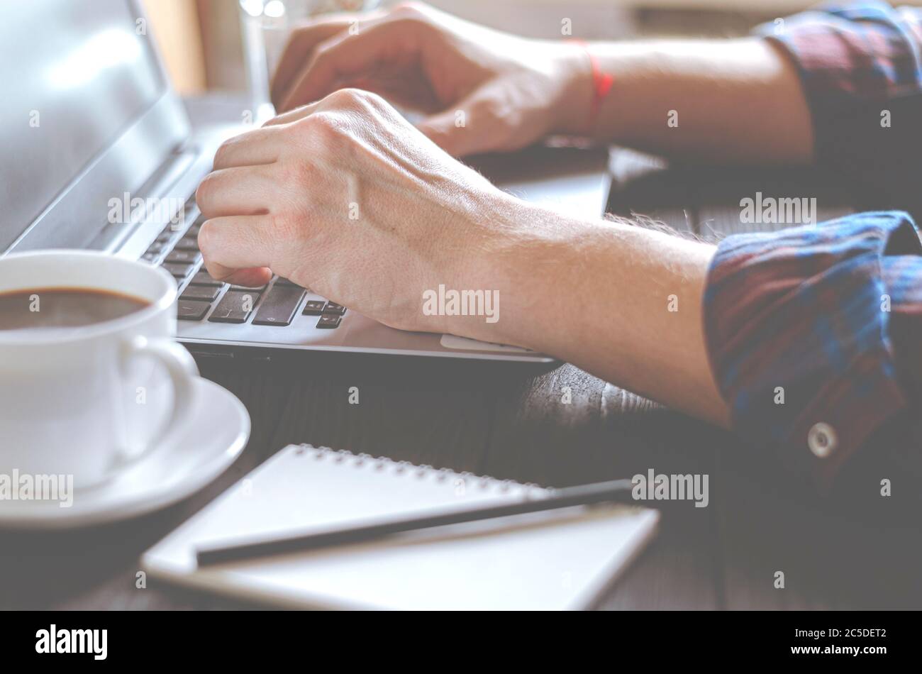Home office workplace. Freelancer's workplace in home office during ...