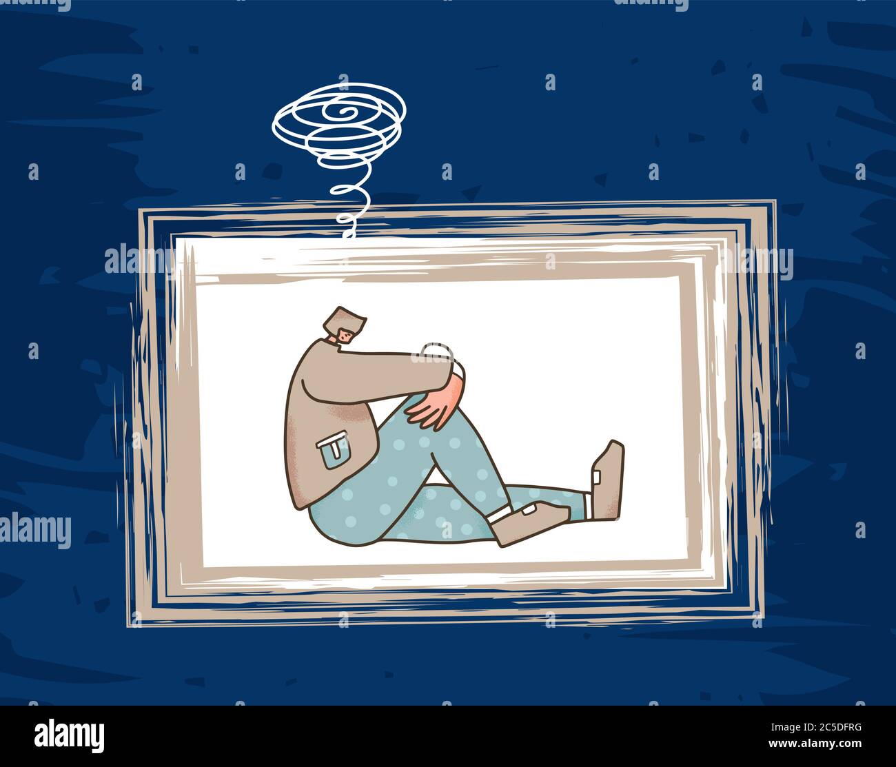 Bad thought. Sad teenager. Young man with bad mood, headache, insomnia ...