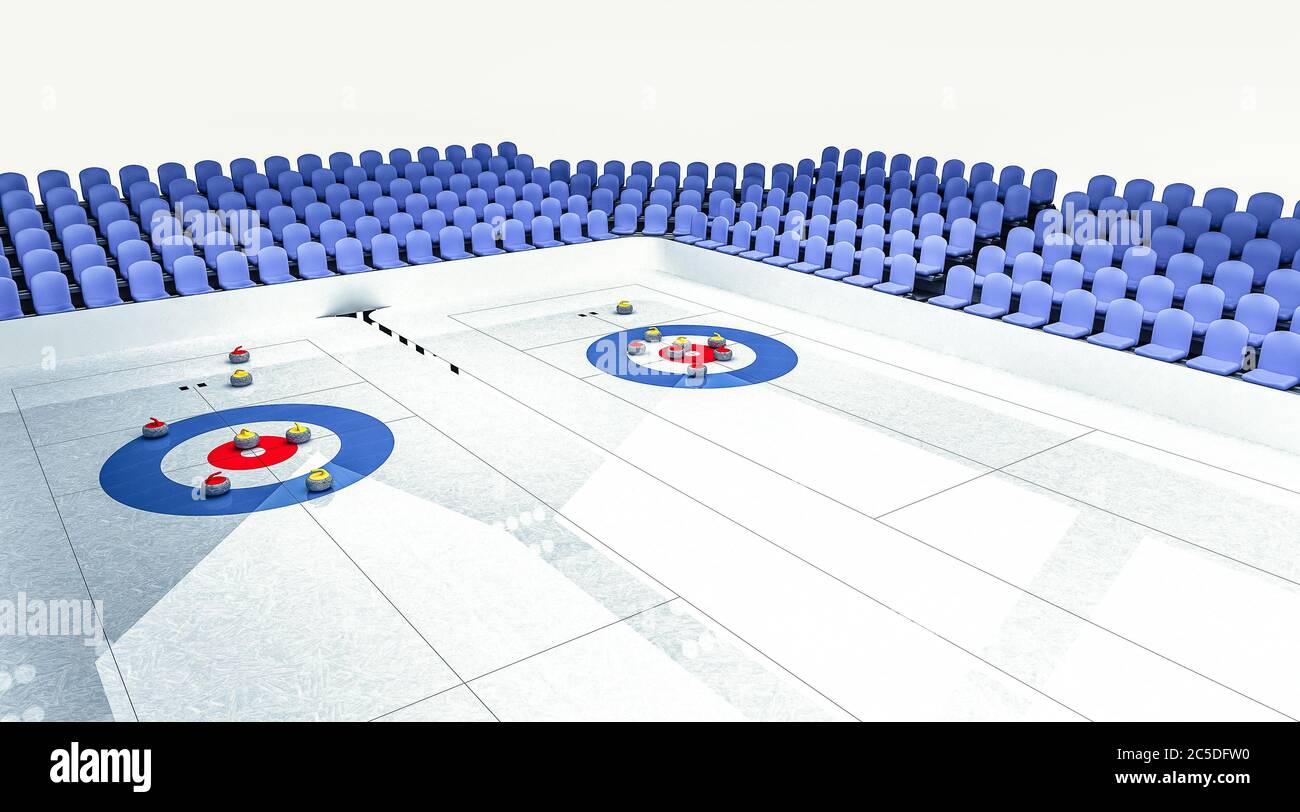 3D Render of Ice arena for playing curling Stock Photo - Alamy