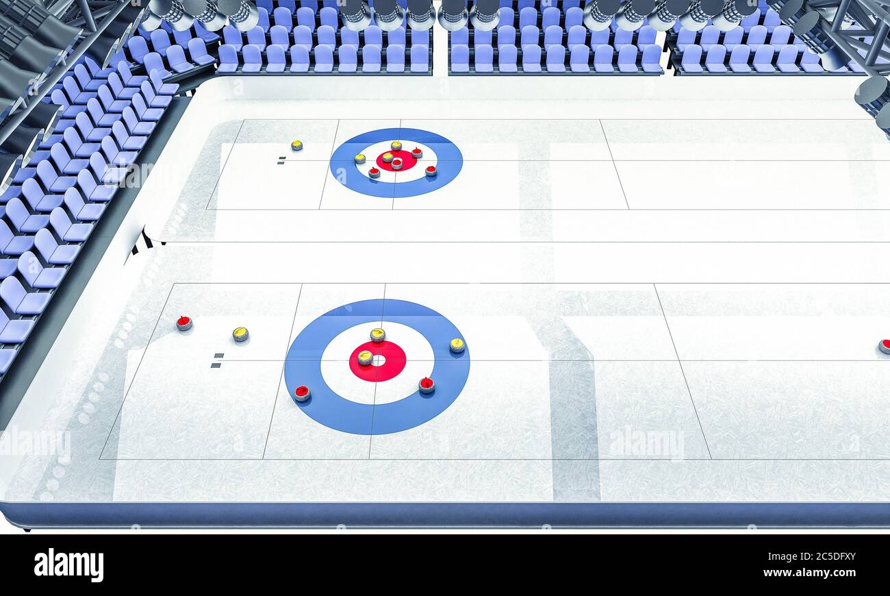 3D Render of Ice arena for playing curling Stock Photo - Alamy