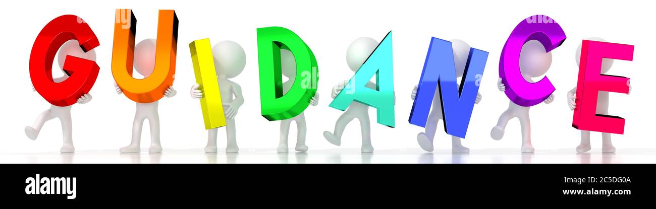 Guidance - colorful letters - 3D illustration Stock Photo - Alamy