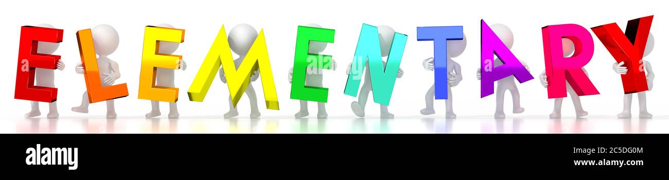 Elementary - colorful letters - 3D illustration Stock Photo - Alamy