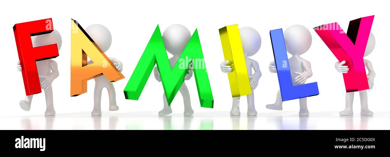 Family - colorful letters - 3D illustration Stock Photo - Alamy