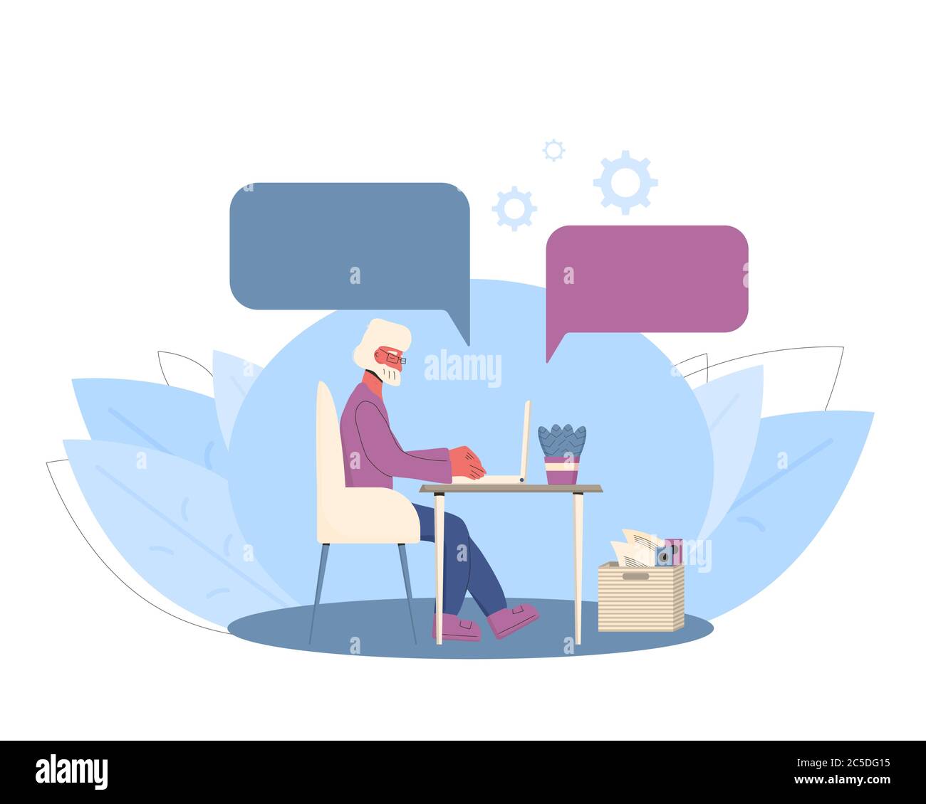 Senior job interview Stock Vector Images - Alamy