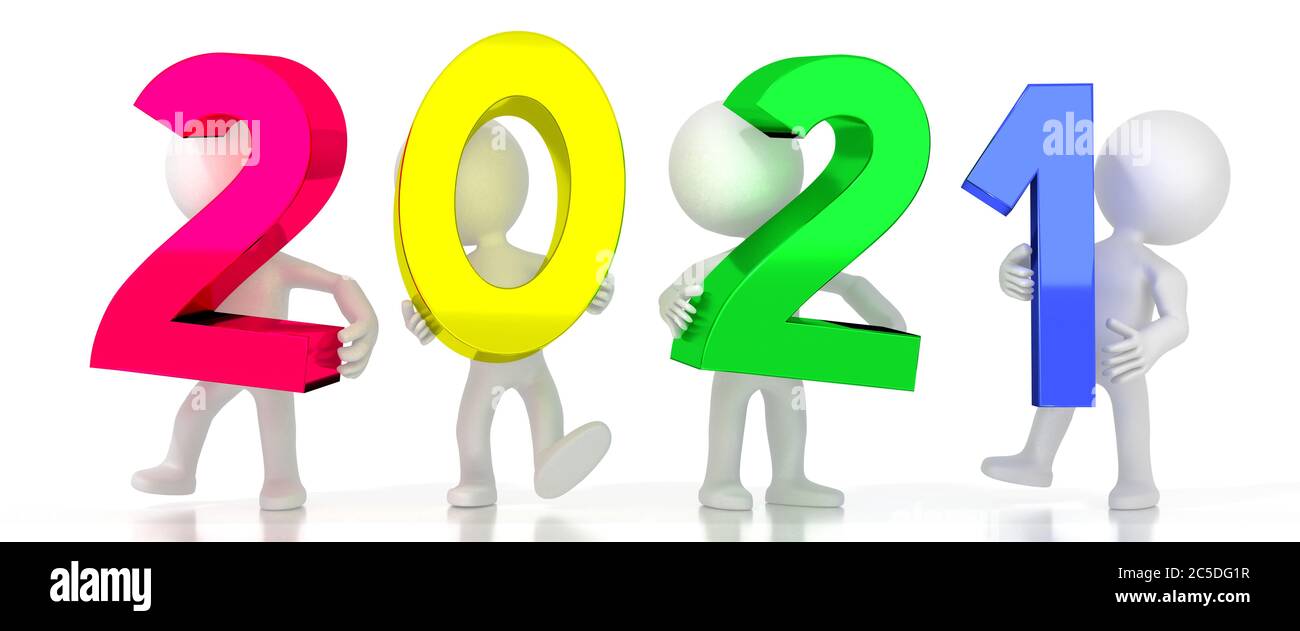 2021 - colorful letters - 3D illustration Stock Photo - Alamy