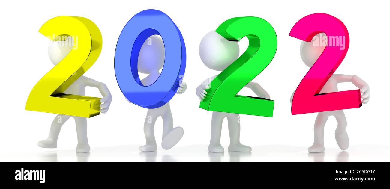 2022 - colorful letters - 3D illustration Stock Photo - Alamy